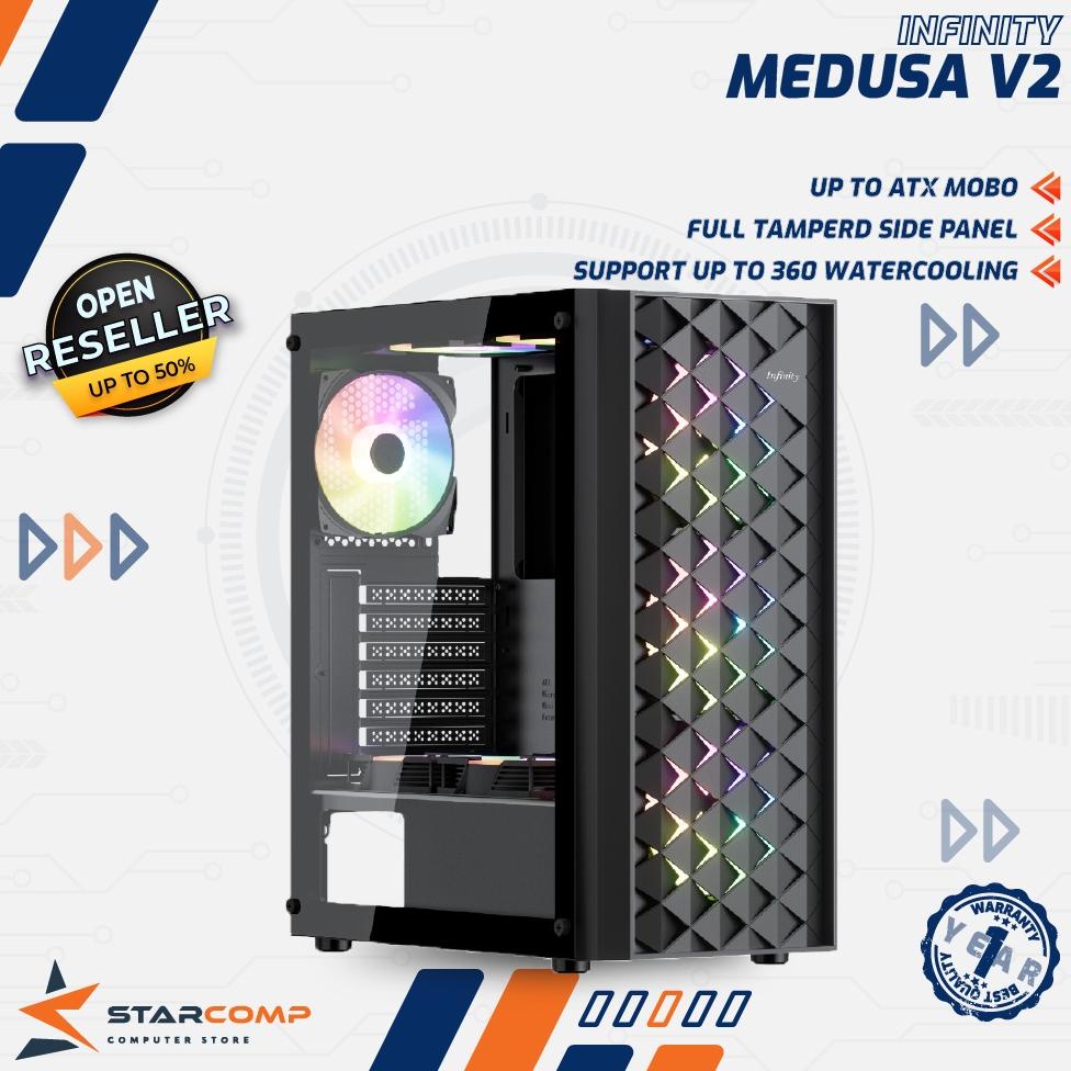 Jual INFINITY MEDUSA V2 Gaming Case ATX Temperd Glass Casing PC ...