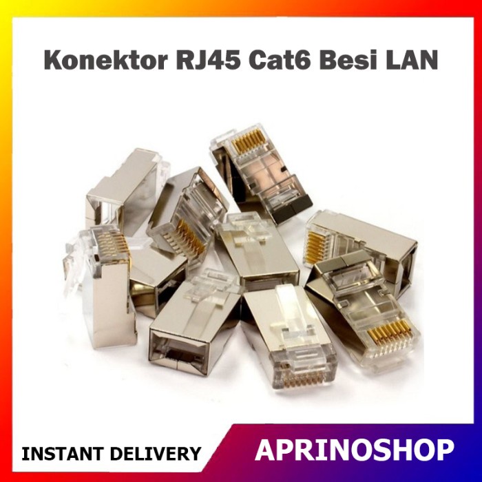 Jual Konektor RJ45 Cat6 Besi LAN Connector RJ45 Metal Iron Jaringan Network | Shopee Indonesia