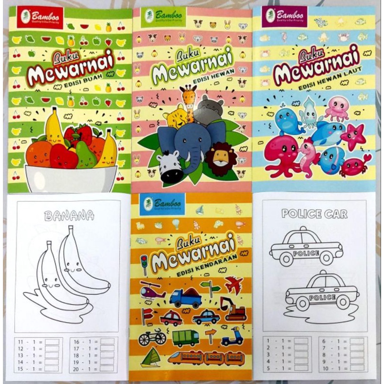Jual BM-01 Colouring Book Jumbo Bamboo / Buku Mewarnai / Coloring ...