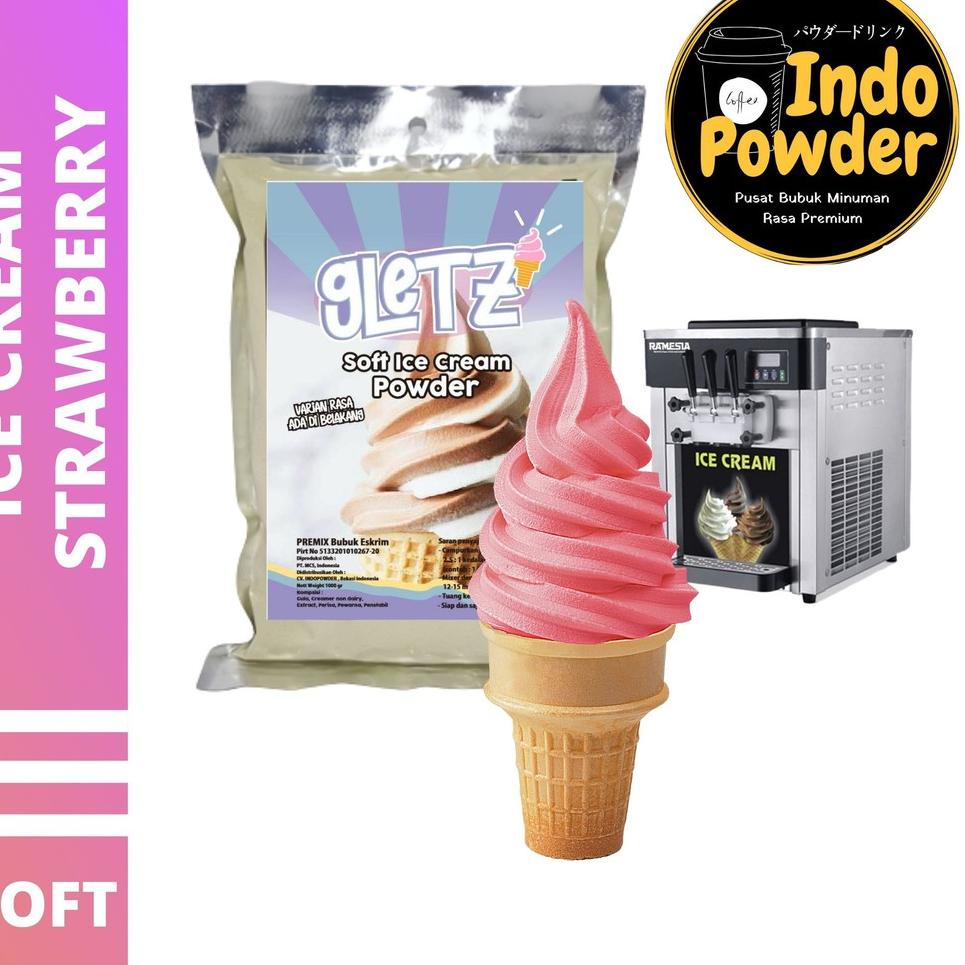 Jual Dijamin Ori>/ SOFT ICE CREAM STRAWBERRY 1Kg - Bubuk Es Krim ...