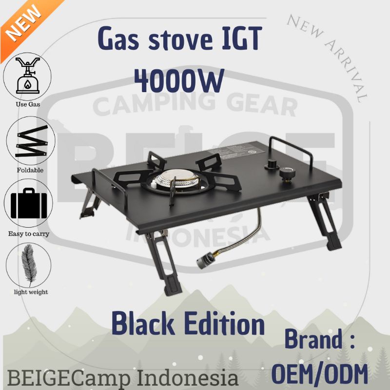 Jual Beige Camping gas stove portable IGT outdoor (BLACK) | Shopee ...