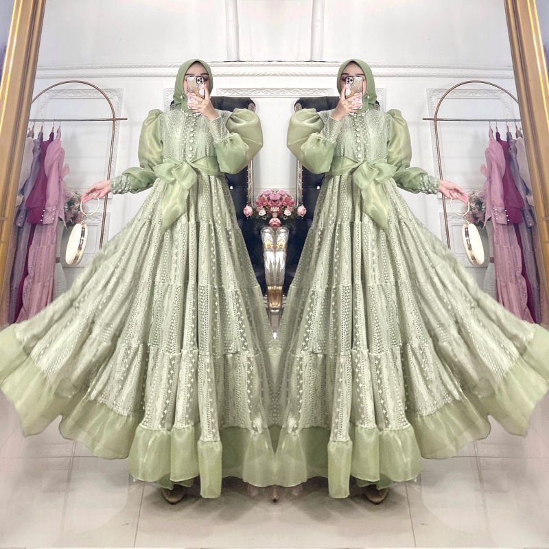Jual GAMIS ISABELLA DRESS BRUKAT ORGANZA MEWAH KONDANGAN PREMIUM ...