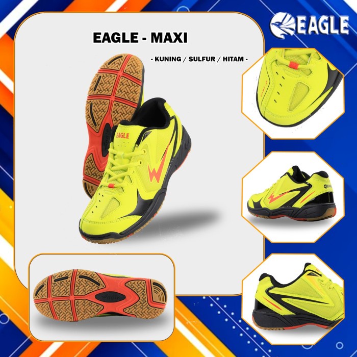 Jual SEPATU BADMINTON EAGLE MAXI BADMINTON SHOES - KUNING SULFUR HITAM | Shopee Indonesia