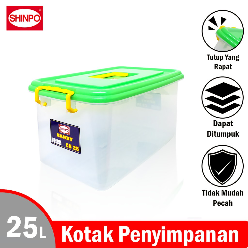 Jual SHINPO Handy Container Box Organizer Storage with Lock Klip 25 L ...