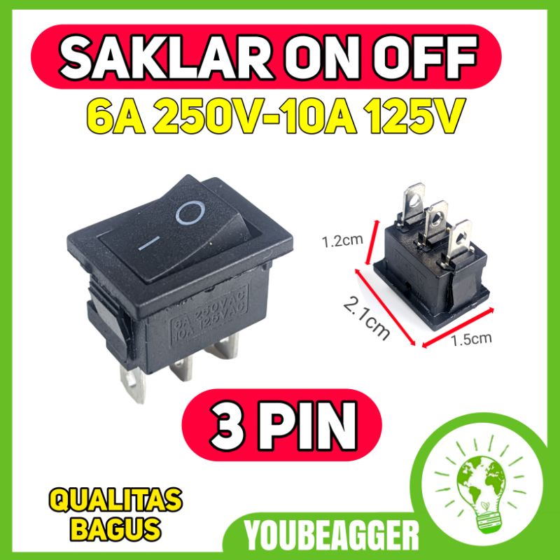 Jual Switch on off 3 pin saklar on off 6A 250v-10A 125V | Shopee Indonesia