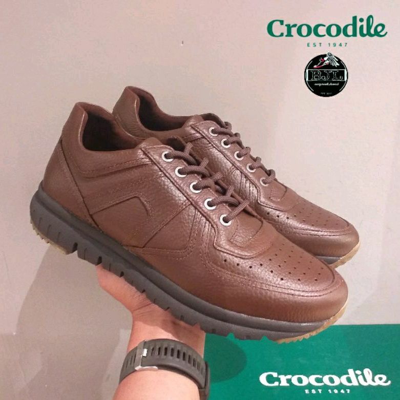Jual sepatu crocodile cr2119-2 brown original kulit asli | Shopee Indonesia