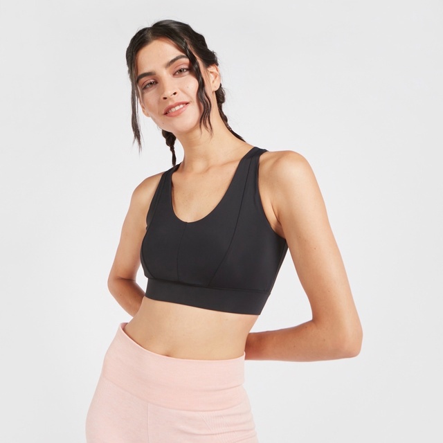 Jual Max Fashions Solid Panelled Sports Bra with Hook and Eye Closure ...