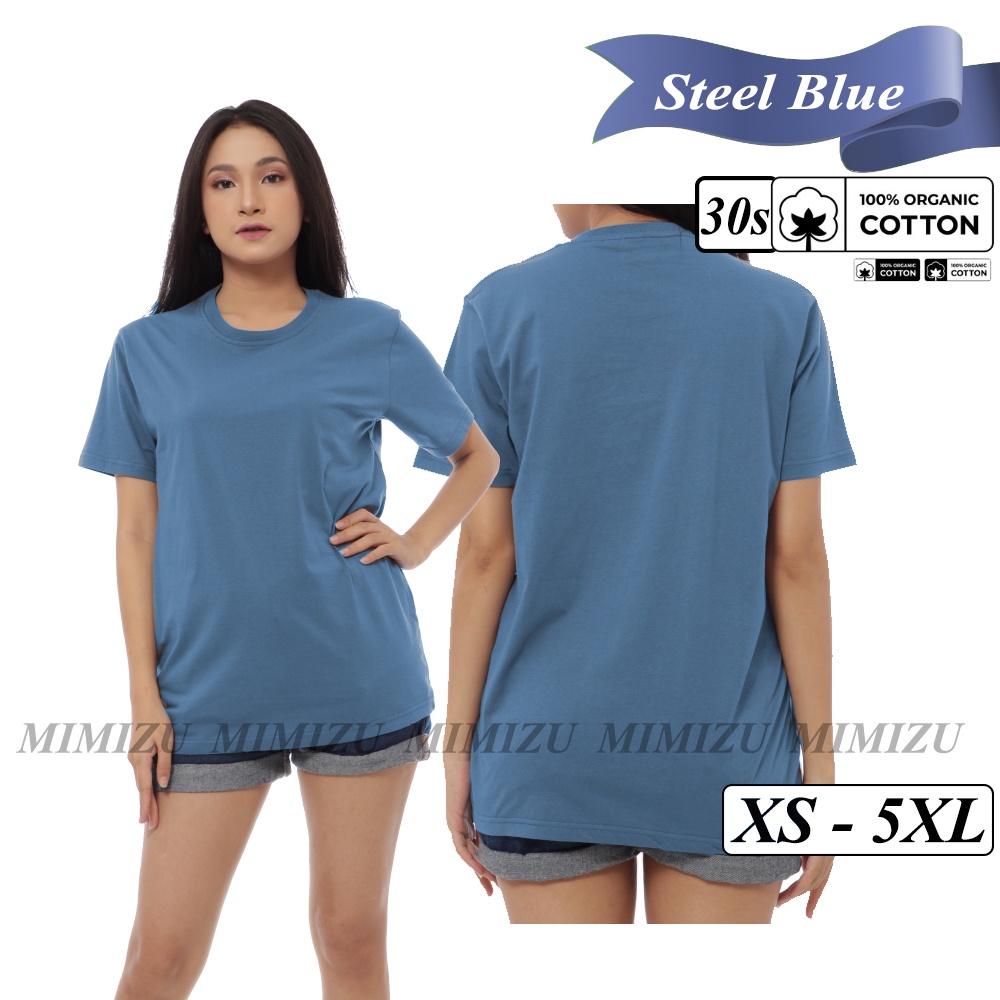 Jual MIMIZU Kaos Polos Wanita Katun Combed 30s Biru Steel Denim Muda ...