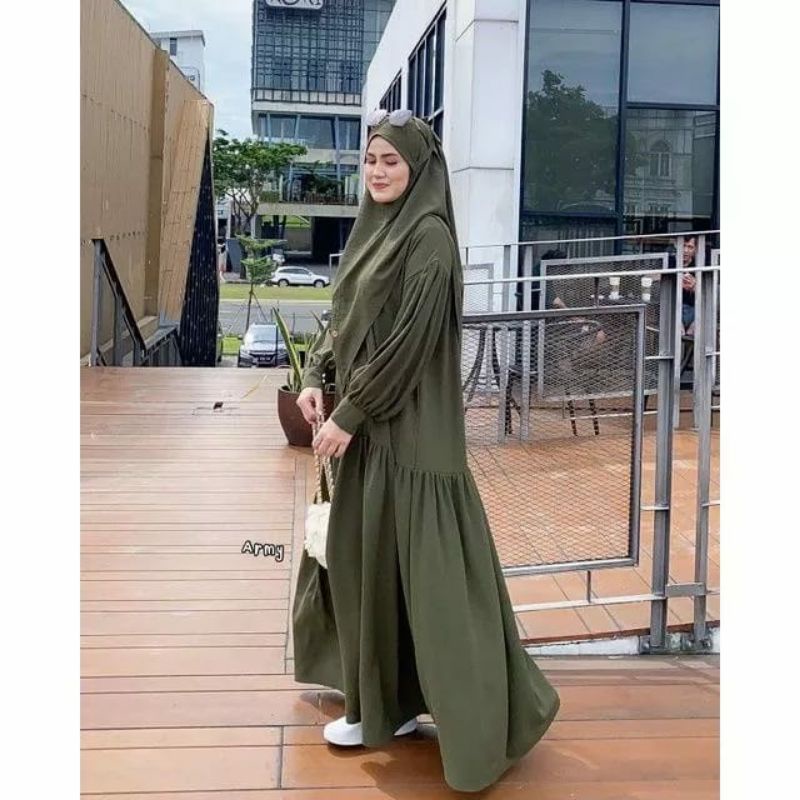 Jual Ufaira Olshop ~ Gamis Syar'i Humaira Set Bergo Abaya Bahan Crincle ...