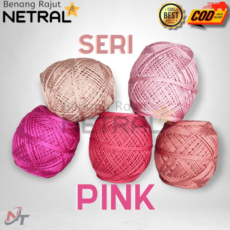 Jual BENANG RAJUT POLYESTER KILAP & DOP SERI WARNA PINK MERK NETRAL ...