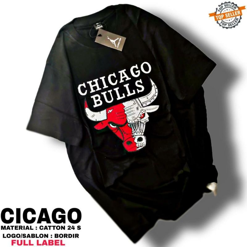 Jual BAJU KAOS PRIA BRANDED CHICAGO BULLS BORDIR FULL HANTAG CATTON 24S ...