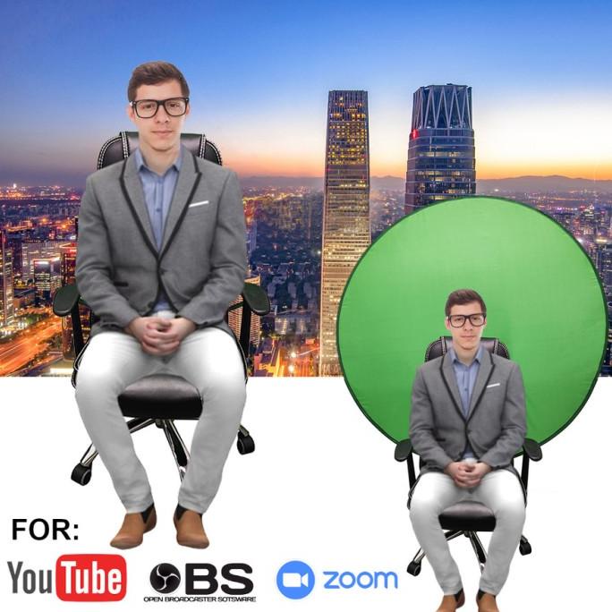Jual Green Screen Lipat Portable Backdrop ChromaKey Zoom OBS Video Call ...