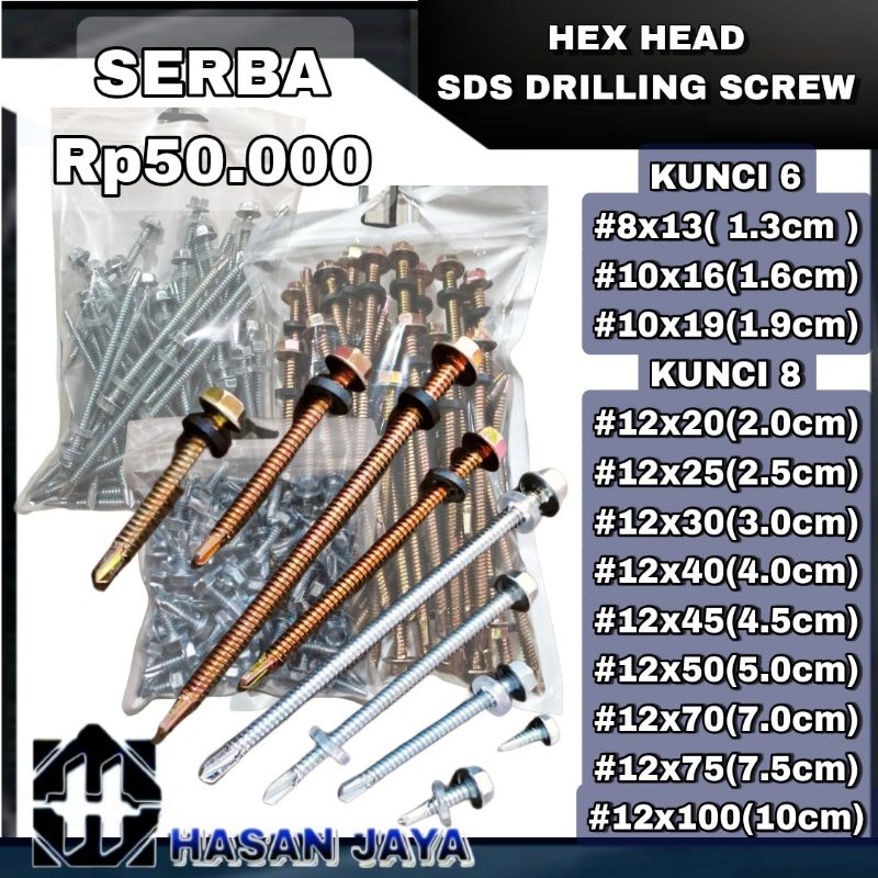Jual Paket Baut Drilling Skrup Sekrup Roofing Baja Ringan Bagus 10cm ...