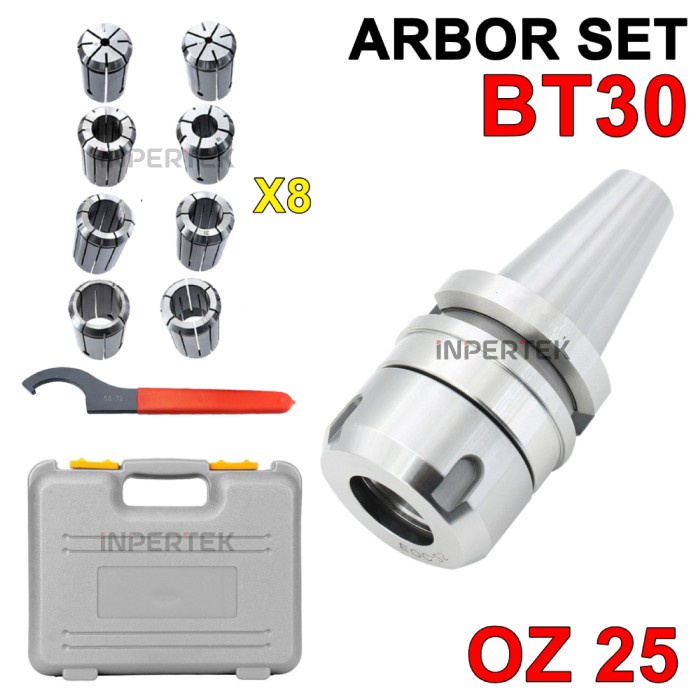 Jual Paket Arbor Set BT30 OZ25 Collet Chuck 8 pcs OZ 25 BT 30 Milling ...