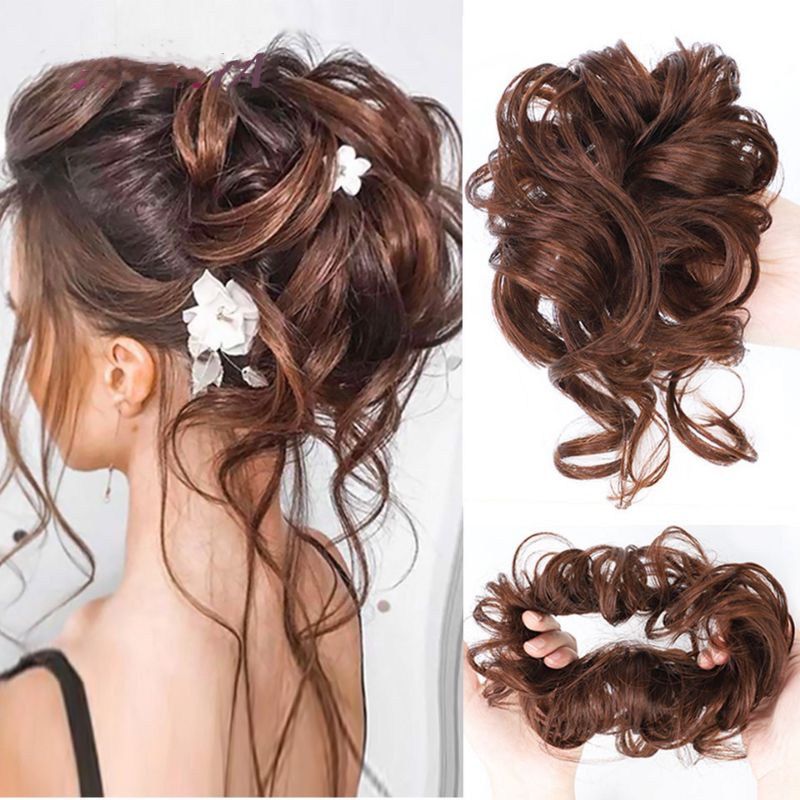 Jual KARET WIG IKAT RAMBUT PALSU SINTESIS CURLY PREMIUM MESSY BUN HAIR ...
