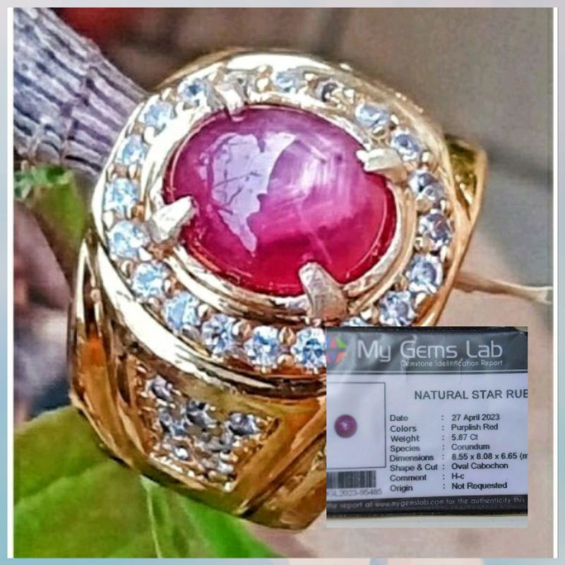 Jual Cincin Batu Natural Ruby Star High Quality (Memo Lab) | Shopee ...