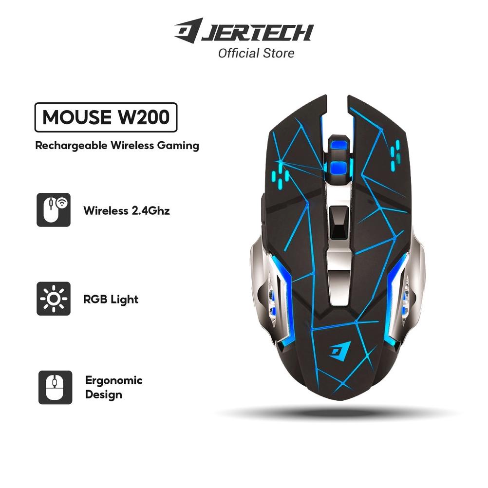 Jual Jertech Mouse Gaming Wireless Rgb W200 Rechargeable High Precision ...
