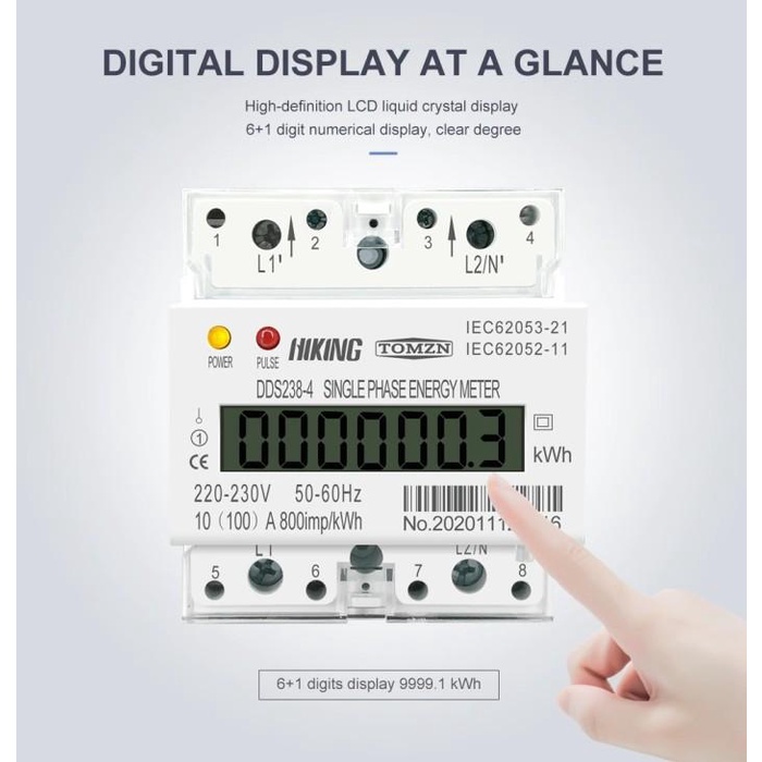 Jual (100A) 1-Phase Energy kWh Meter 10(100)A (reading kWh meter only ...