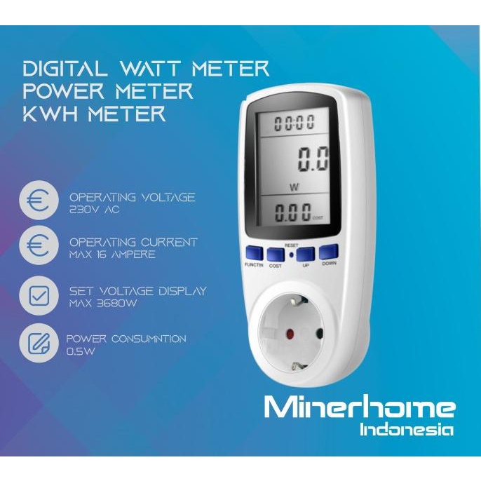 Jual Digital Watt Meter Power Meter Energy Meter Pengukur Arus Listrik ...