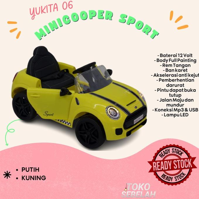 Jual Mainan Anak Mobil Aki Mini Cooper Yukita Dls 06 - Kuning Guinamoss ...