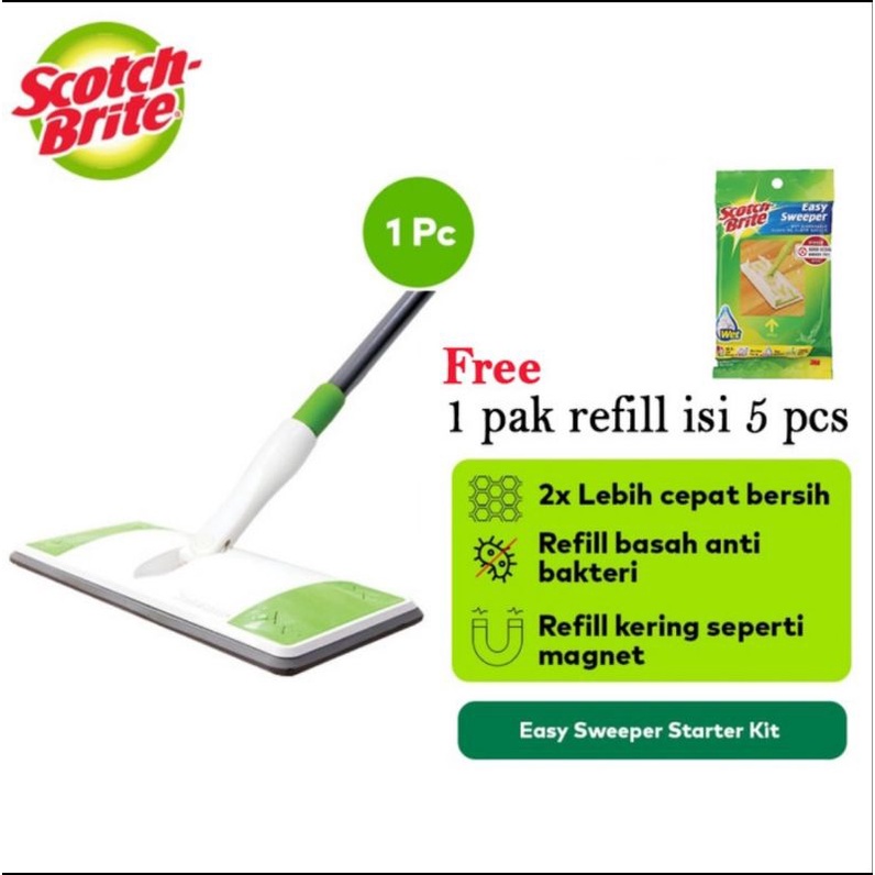 Jual Scotch Brite 3M Easy Sweeper Plus Starter Kit Lap Pel Set | Shopee ...