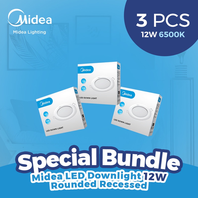 Jual [Bundle] Midea Lighting - Lampu LED Downlight 12W 6500K CDL ...