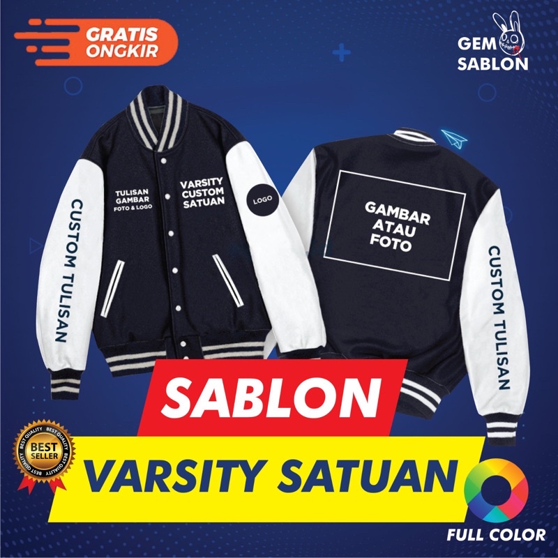 Jual Jaket Baseball Varsity Hitam Custom Logo Atau Huruf Unisex Murah ...