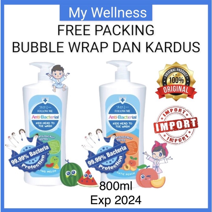 Jual Shamp Follow Me Kids Head To Toe Wash Anti Bacterial 800Ml ...