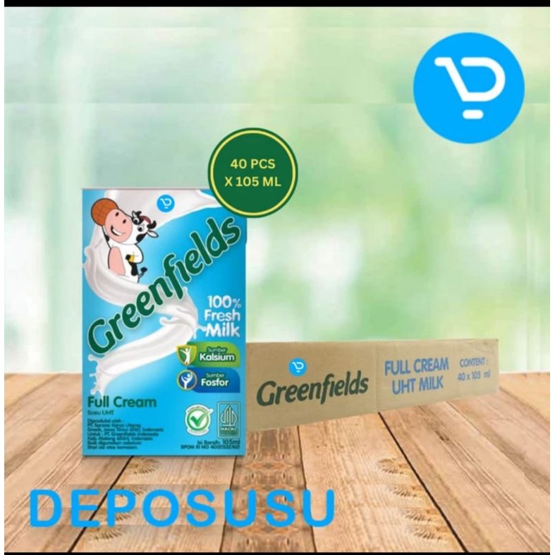 Jual GREENFIELDS Susu UHT Fullcream / Chocolate / Strawberry 1 KARTON isi 40x105ml | Shopee ...