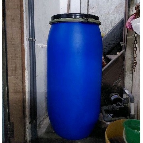 Jual drum/ tong bekas 150 liter bahan kuat plastik biru +klem/Wadah ...