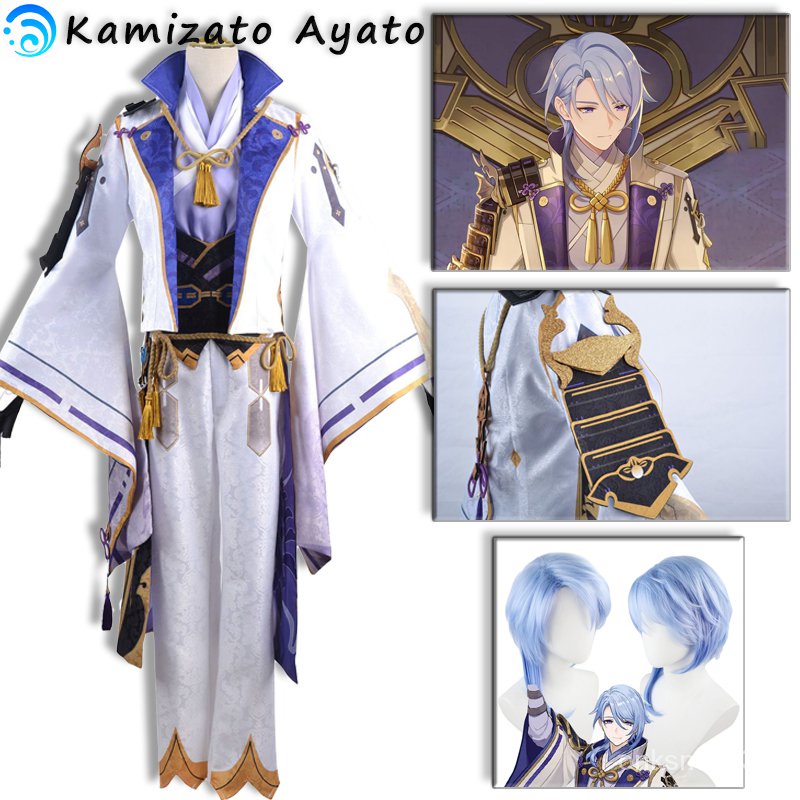 Jual Genshin Impact Kamizato Ayato Cosplay Costume Uniform wig Jackets ...