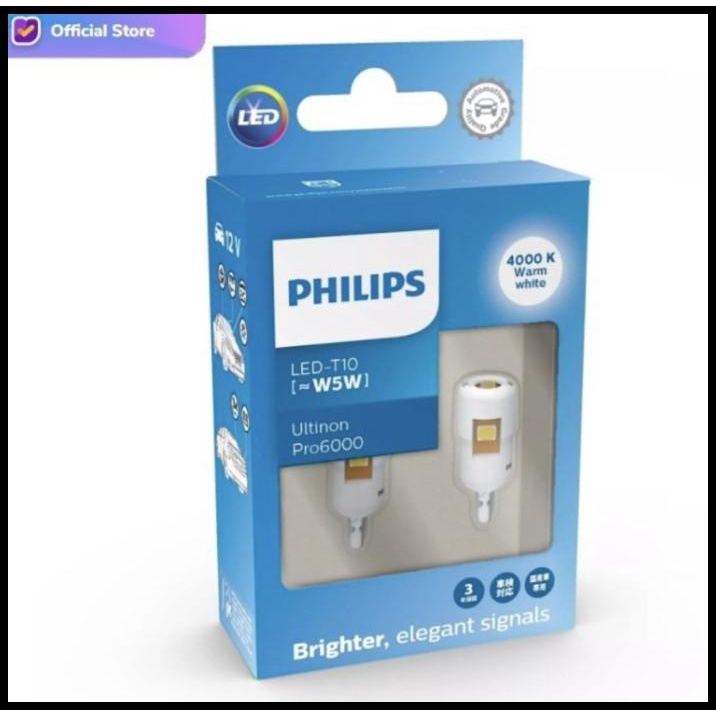 Jual LED Philips Ultinon Pro 6000 T10 W5W 4000K Warm White | Shopee ...
