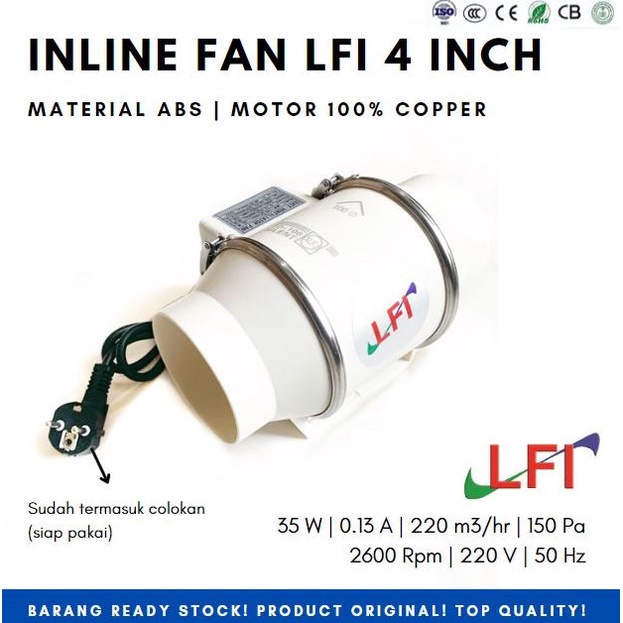 Jual Inline Fan LFI 4 inch PP Plastik Duct Inline PP 4 inch | Shopee ...