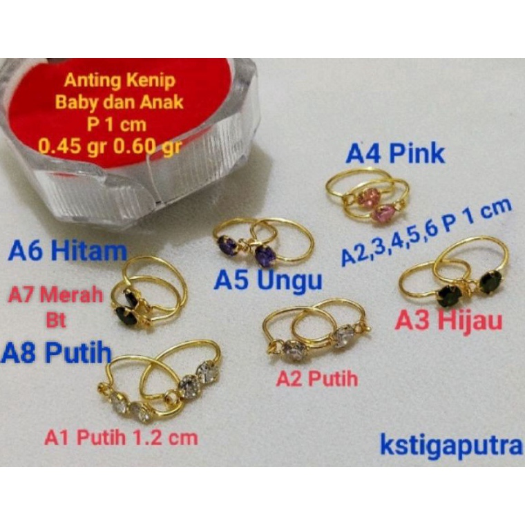 Jual [KODE PRODUK ZKGRA5838] Anting Kenip Baby dan Anak Permata warna Perak 925 Lapisan Emas 24 ...