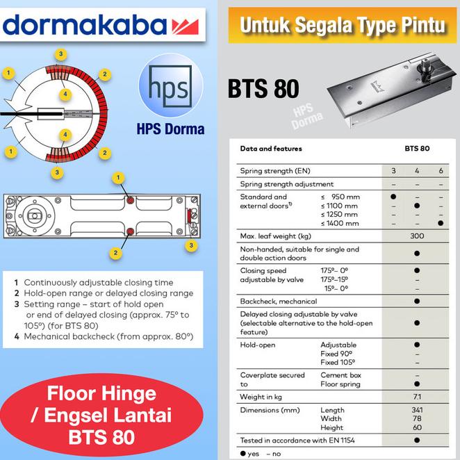 Jual Floor Hinge Dorma Bts 80 En6 Ho Body Only (Engsel Lantai) | Shopee Indonesia