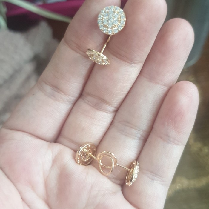 Jual Bestseller Anting Toge End Loop Dewasa Permata Putih Mewah Emas ...