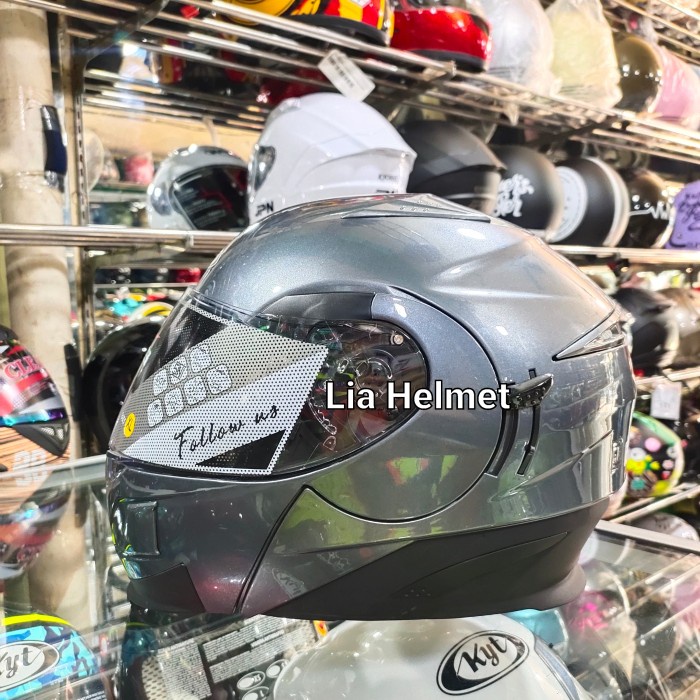 Jual HELM ZEUS 3020 FLIP UP TITANIUM / HELM MODULAR ZEUS 3020 TITANIUM ...