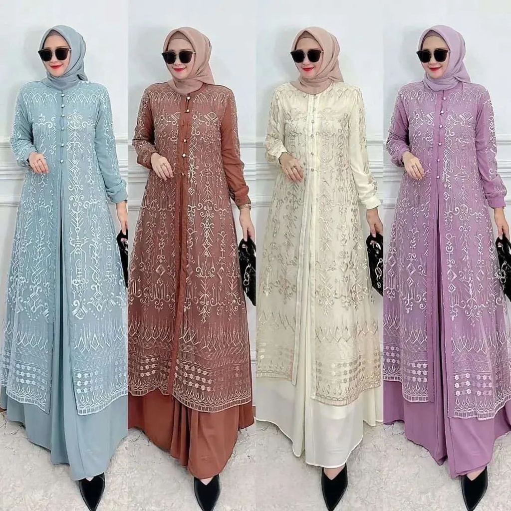 Jual GAMIS TERBARU SABRINA DRESS BL BAHAN CERUTY BABYDOL MIX BRUKAT M L ...