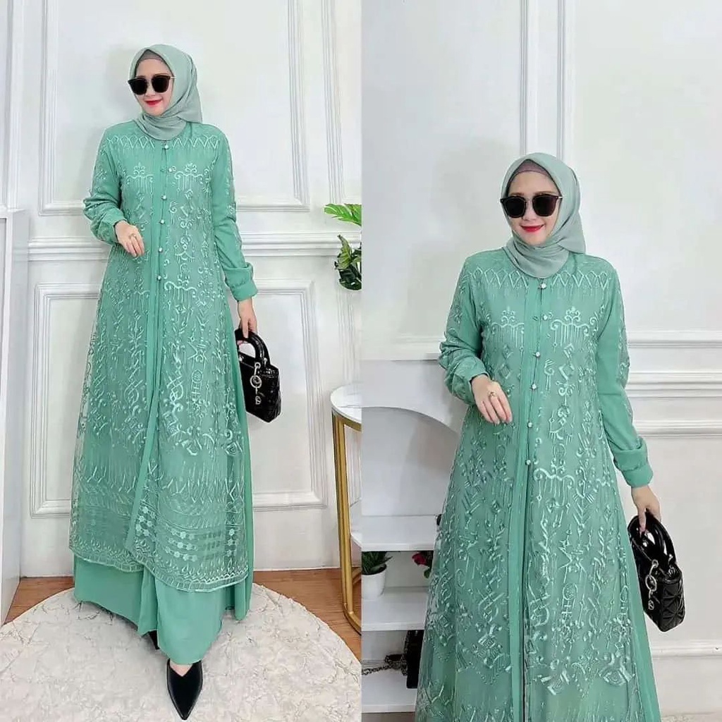 Jual GAMIS TERBARU SABRINA DRESS BL BAHAN CERUTY BABYDOL MIX BRUKAT M L ...
