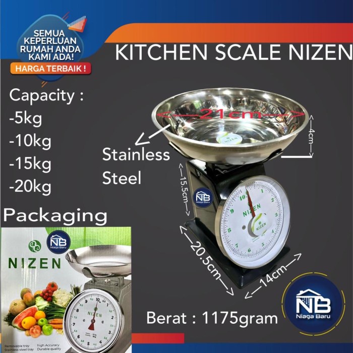 Jual TIMBANGAN JARUM / ANALOG / DUDUK / MANGKUK NIZEN 10KG/15KG/20KG | Shopee Indonesia
