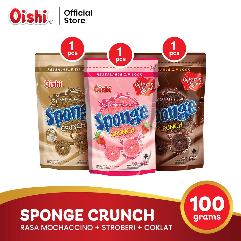 Jual Sponge Crunch Rasa Coklat + Stroberi + Mochaccino | Shopee Indonesia