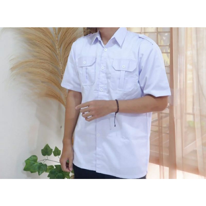 Jual BAJU PDH PRIA PUTIH PNS/ASN PRIA BAHAN DRIL POLOS DAN DRILL NAGATA ...