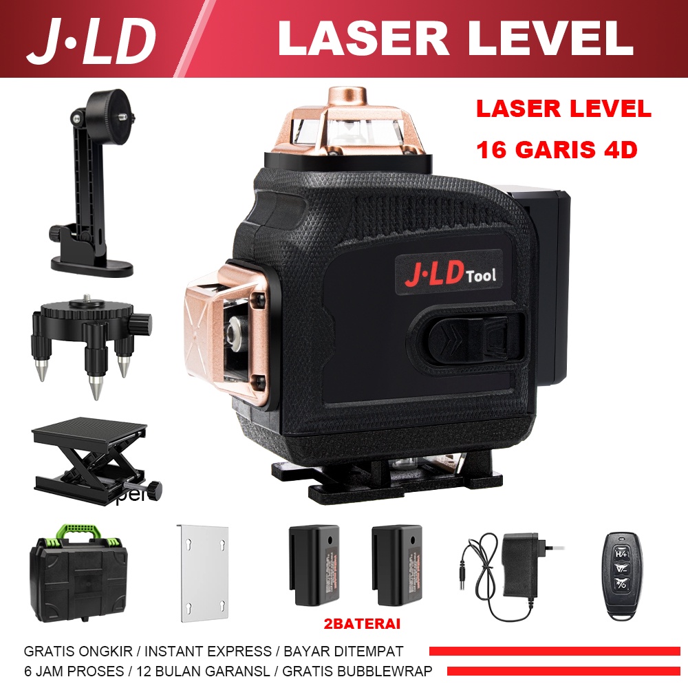 Jual JLD LASER LEVEL 16 Garis 4D Tingkat Self leveling 360 untuk Ubin ...