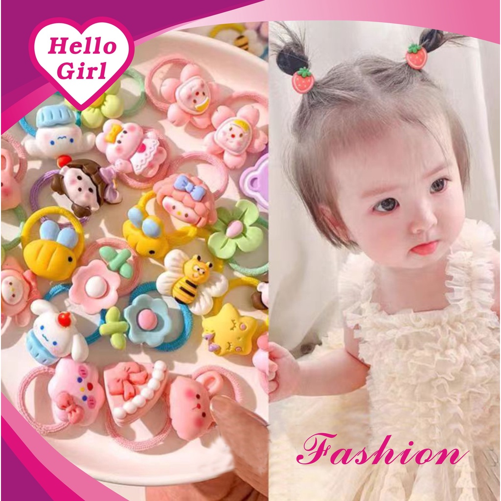 Jual (Hello Girl)F248 Ikat Rambut Anak Mini /10pcs Ikat Rambut Karakter ...