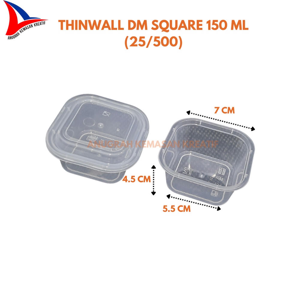 Jual THINWALL DM SQUARE 150 ML (25 PCS) | Shopee Indonesia