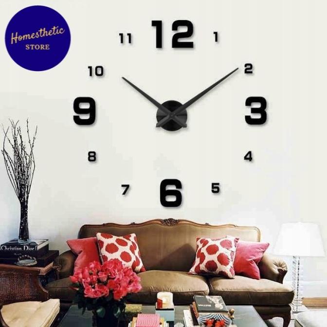 Jual Jam Dinding Besar Tempel DIY Giant Wall Clock Quartz 80-130cm Unik ...