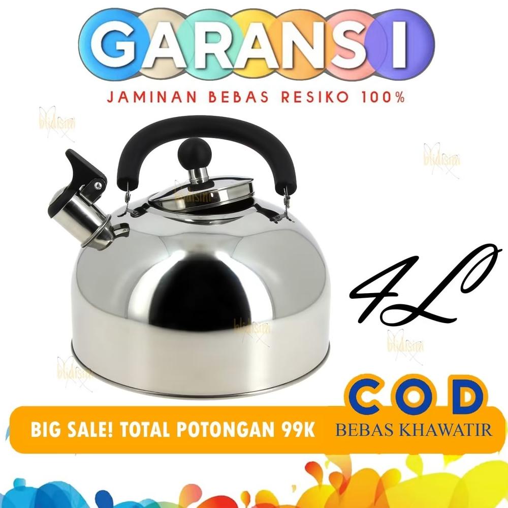 Jual Viral Ceret Bunyi Untuk Masak Air - Teko Siul 4 Liter Whistling Kettle Stainless Steel ...