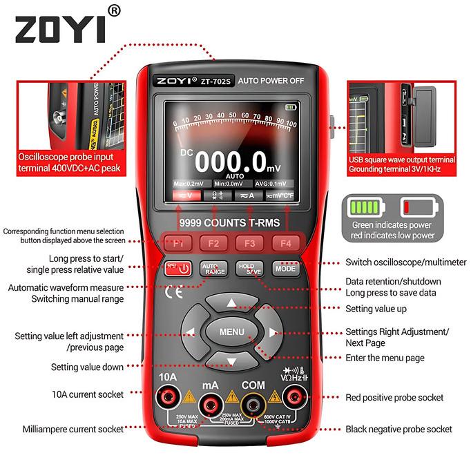 Jual ZOYI ZT-702S Digital Oscilloscope Multimeter 48M/S 10MHZ PC ...