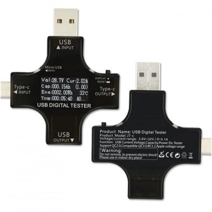 Jual Voltase Ampere Digital USB Tester (Support USB Type C) | Shopee ...