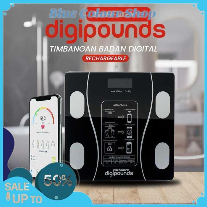 Jual DIGIPOUNDS TIMBANGAN BADAN DIGITAL SCALE 180 KG RECHARGEABLE - SH ...